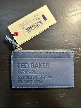 Ted Baker | Bags | Ted Baker Blue Leather Card Zip Wallet Cardholder ...